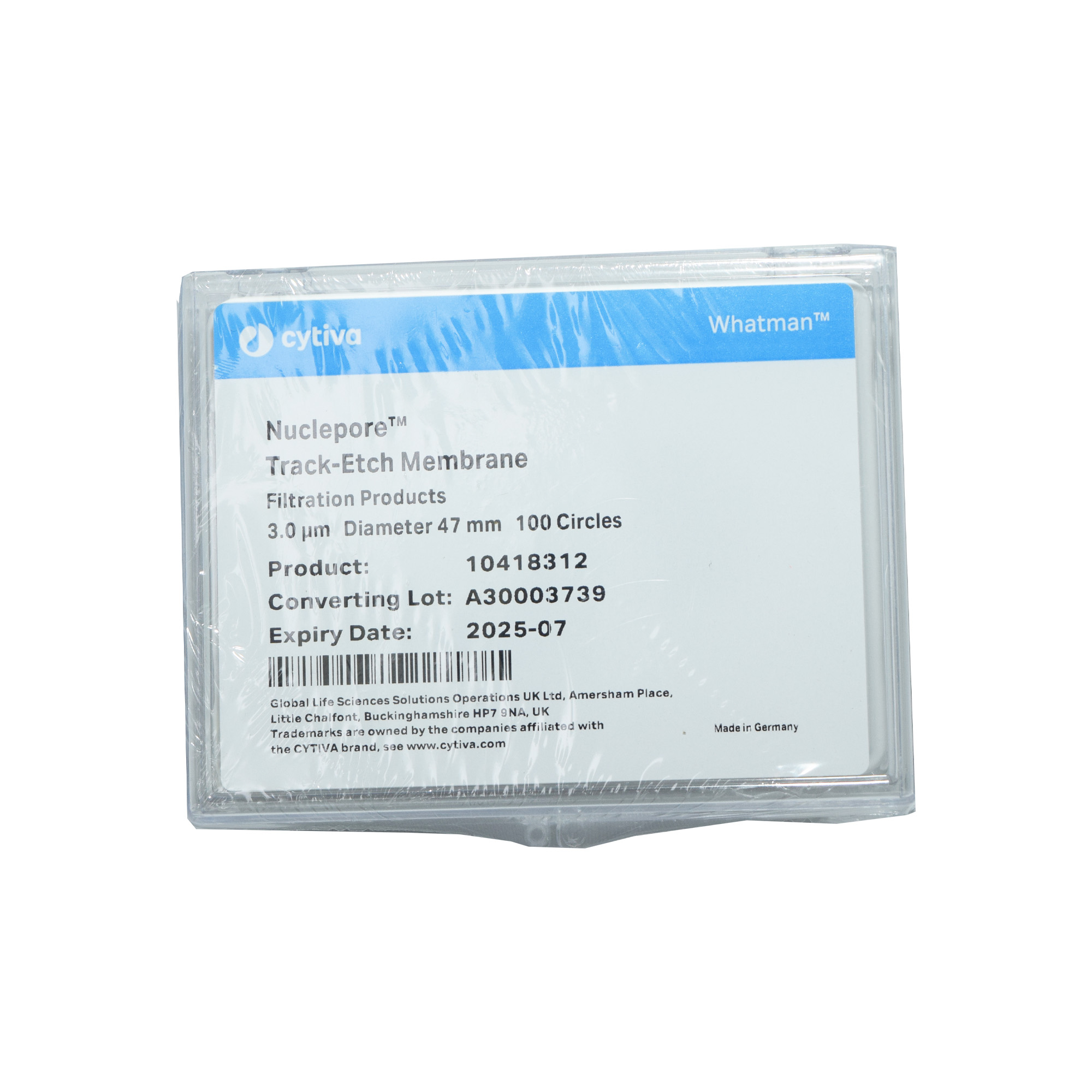 Whatman Nuclepore Hydrophilic Membrane, 3um, 47mm, 100 /Pk