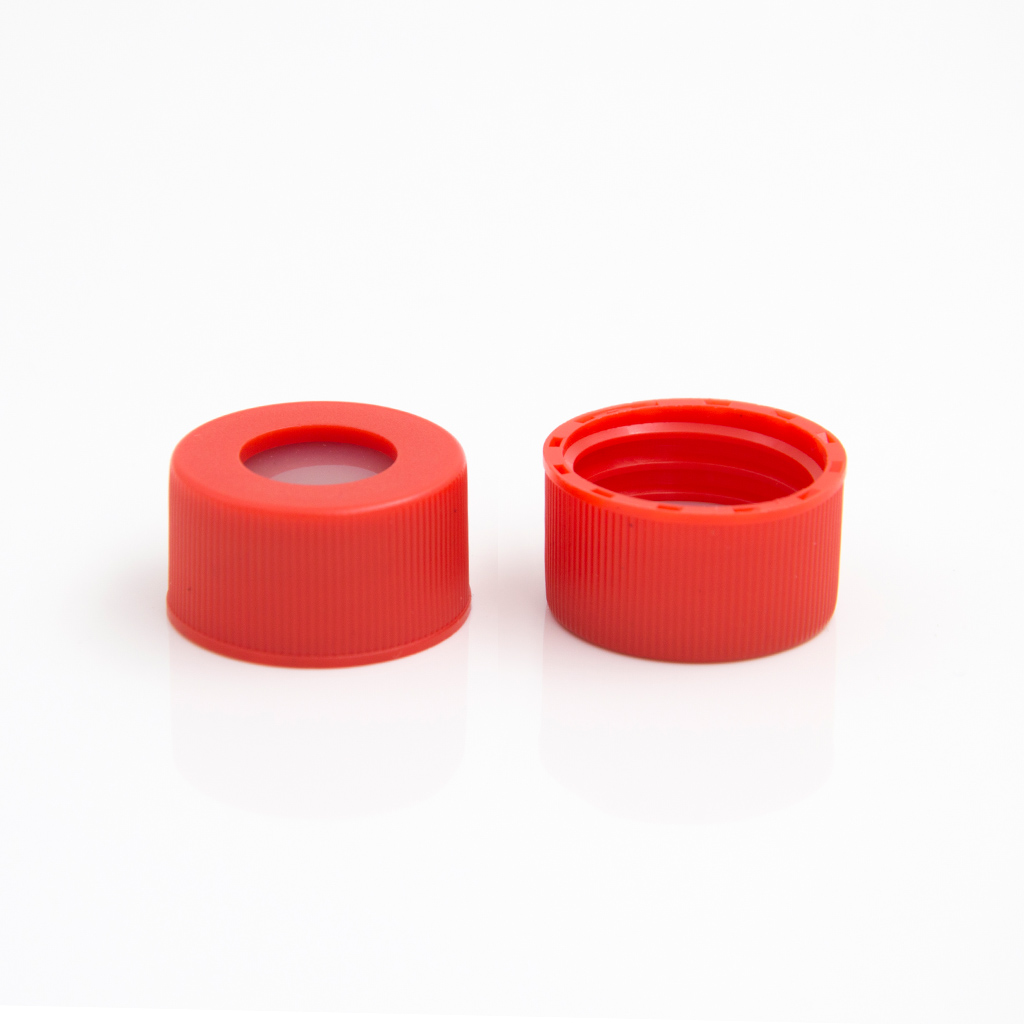 Tisch Scientific | Tisch Snap Top 11mm Red Plastic Vial Cap w/ Red PTFE ...