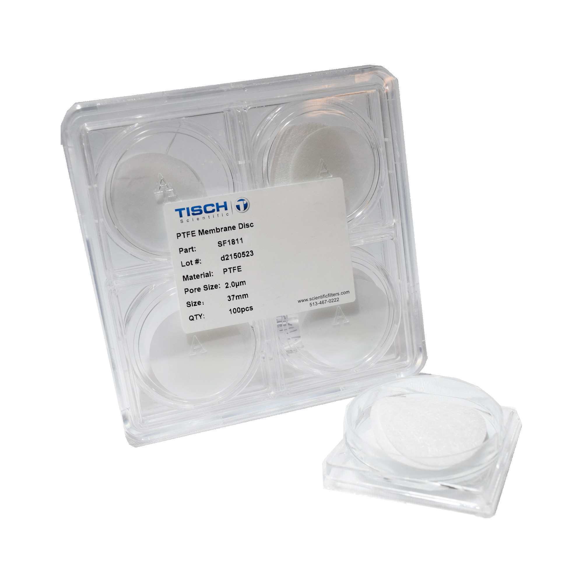 Tisch PTFE Membrane Filters, 2.0um, 37mm w/ PP Substrate, Nonsterile ...